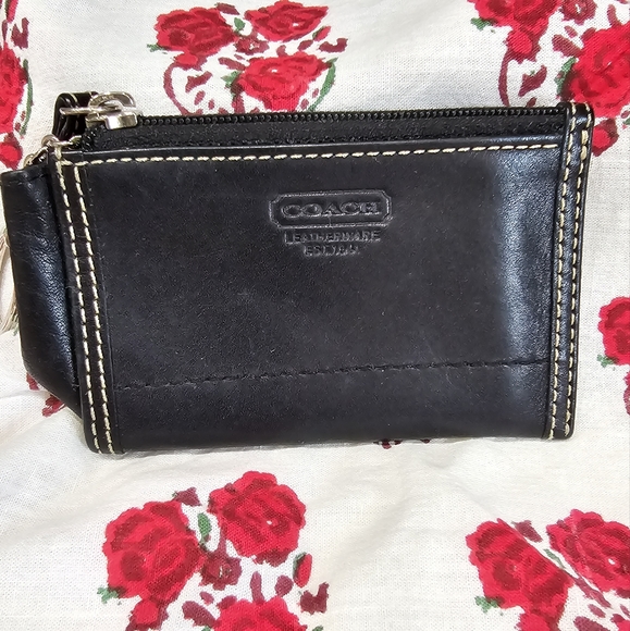 Coach | Bags | Coach Vintage Black Leather Coin Purse Card Case Wallet ...